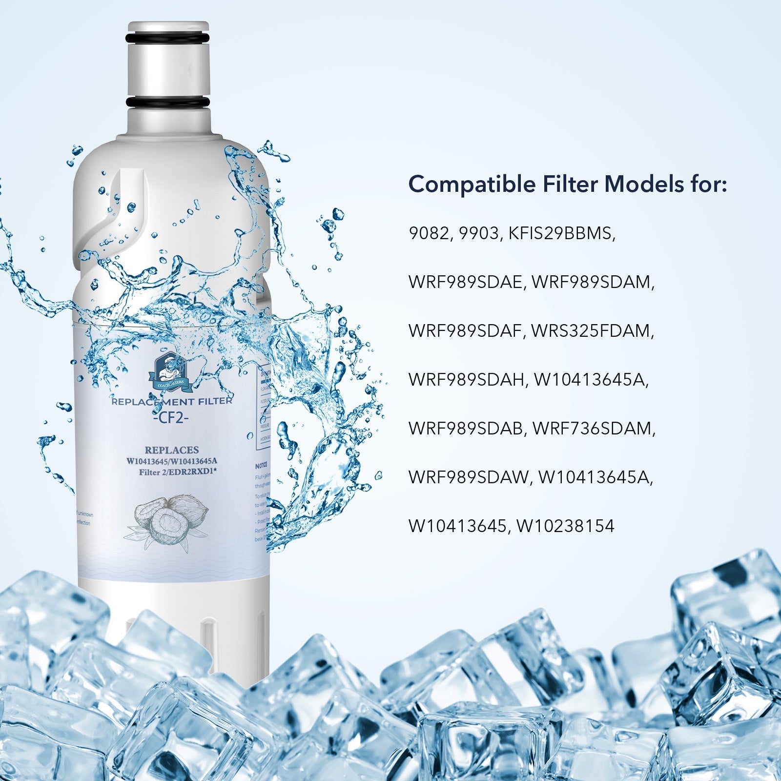 EDR2RXD1, Filter 2, W10413645A,46-9082 Replacement Refrigerator Water ...