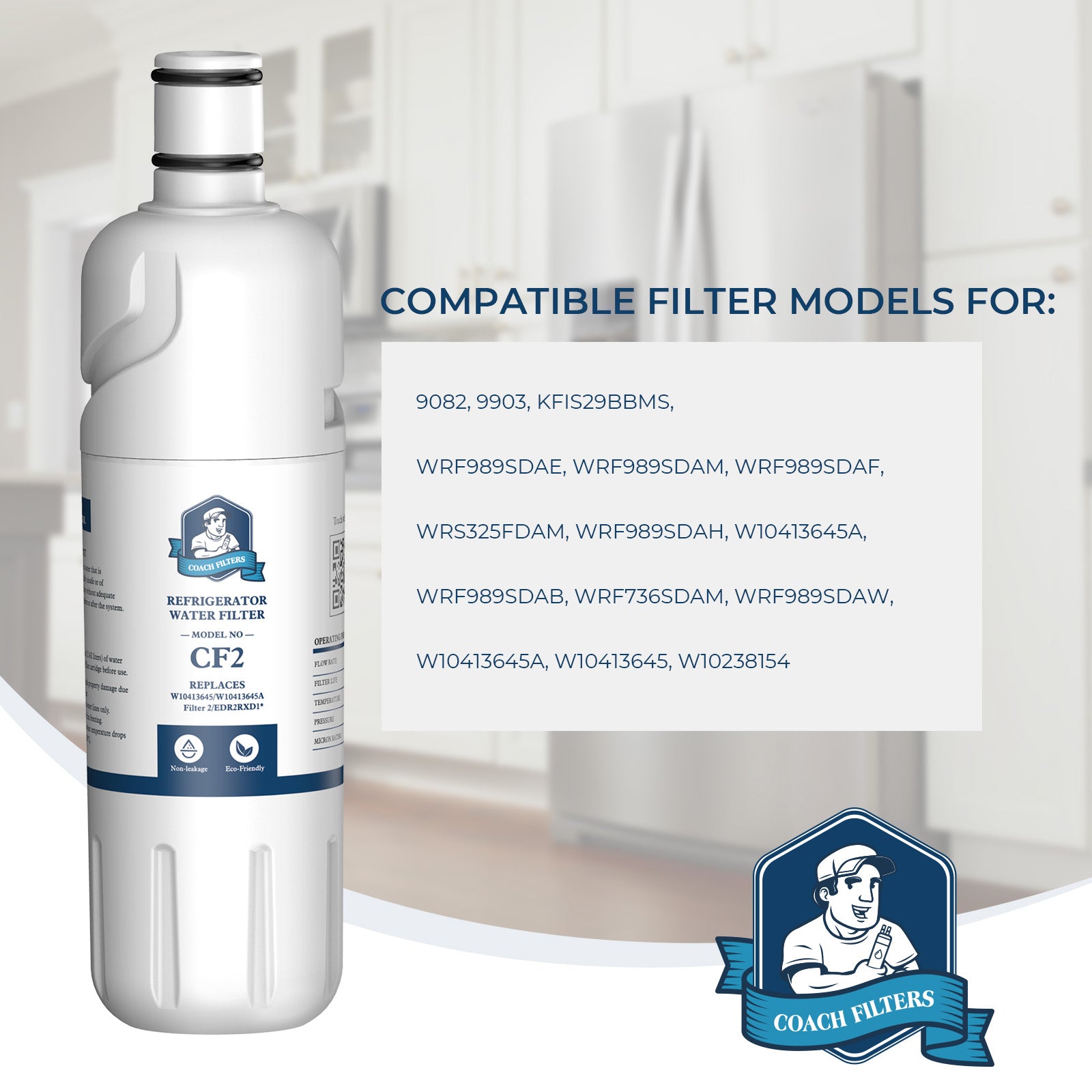 EDR2RXD1 W10413645A 9082 Refrigerator Water Filter 2 by CF, 3pk ...