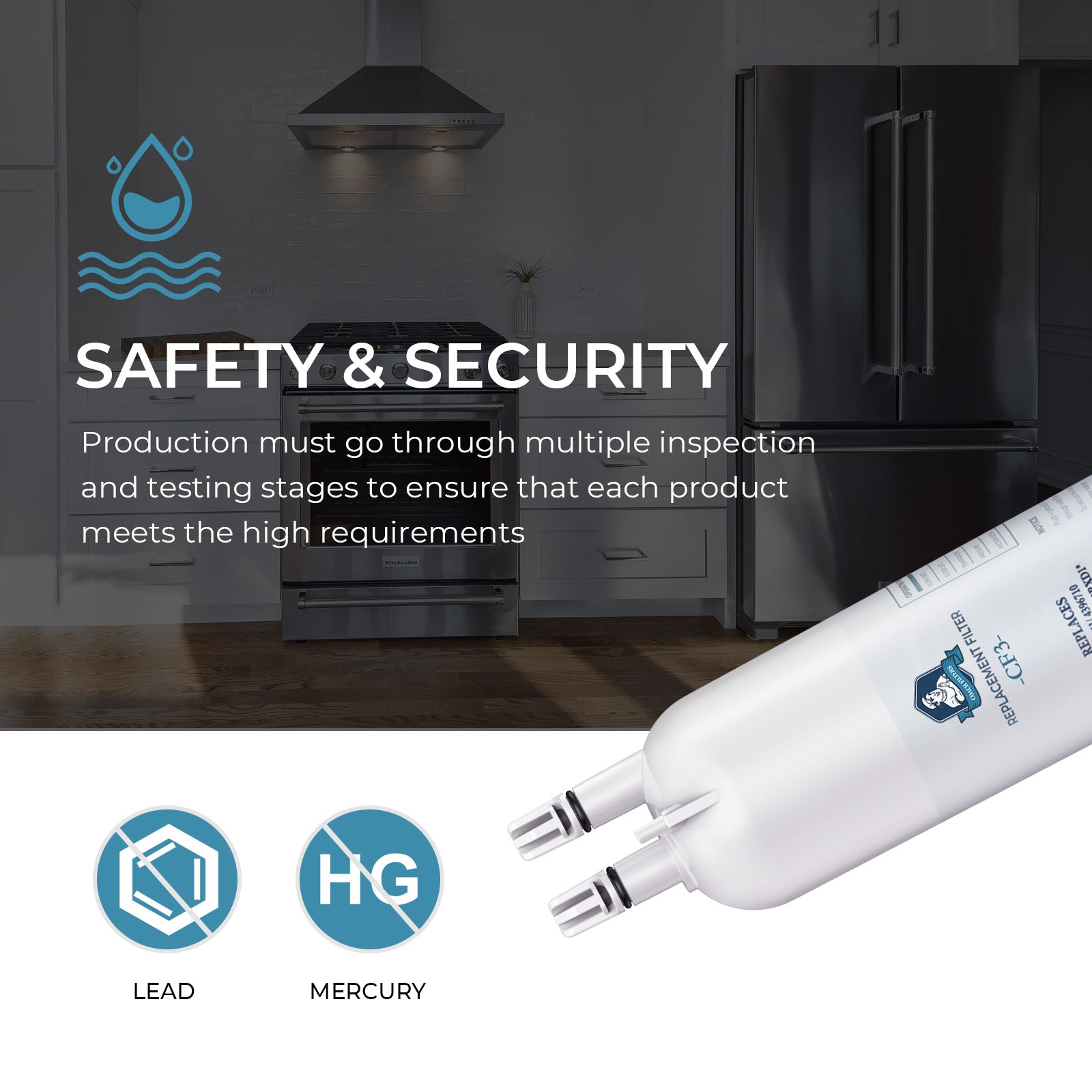 EDR3RXD1 Water Filter 3 Replacement 4396841, 4396710 Refrigerator Wate ...