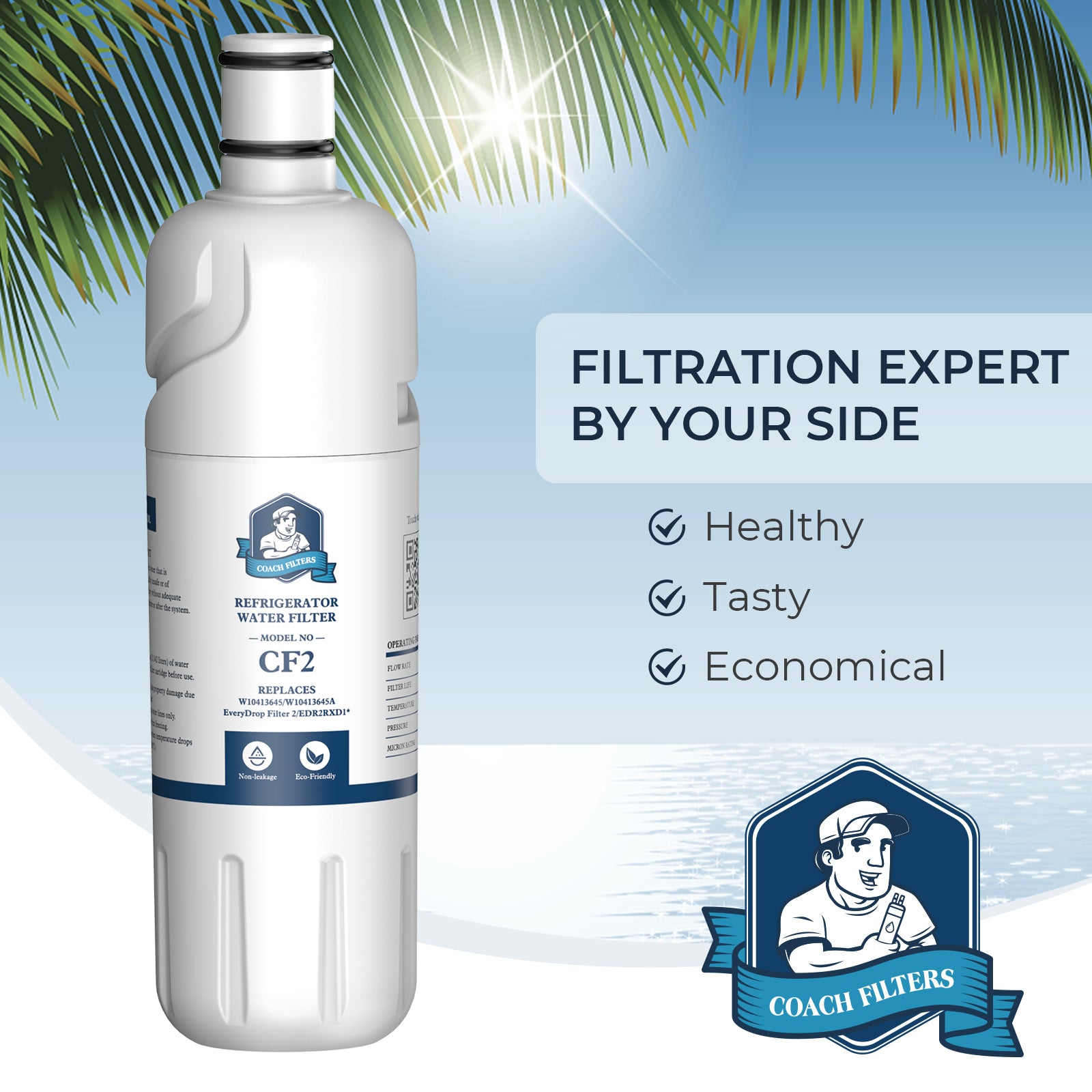 W10413645A Replacement EDR2RXD1, Filter 2 Water Filter for Whirlpool R ...